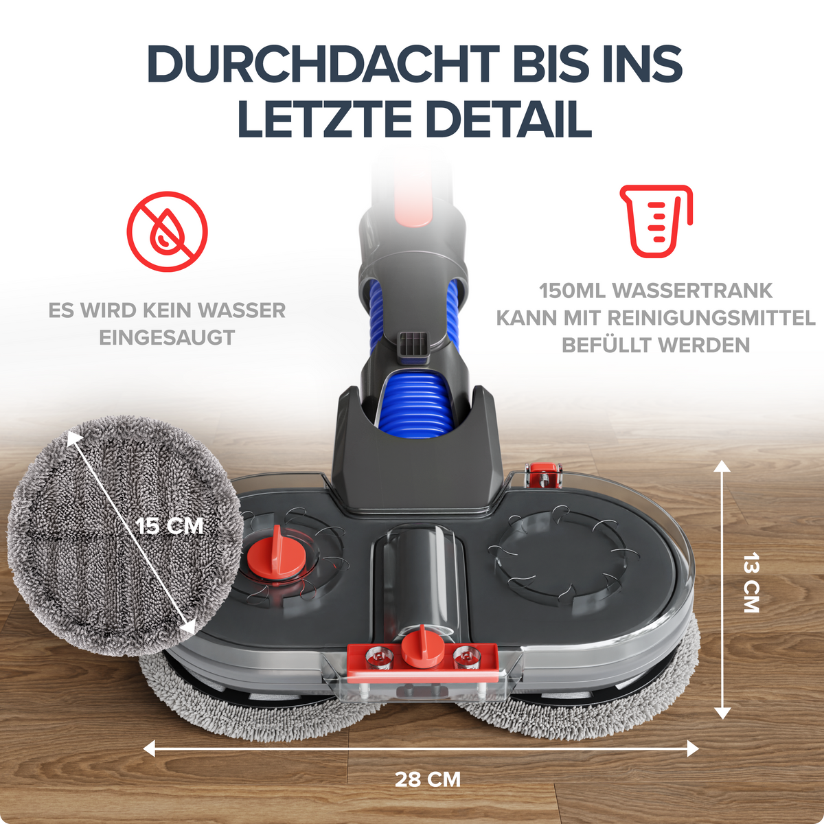 Electric mop attachment suitable for Dyson (incl. 6 mop pads)
