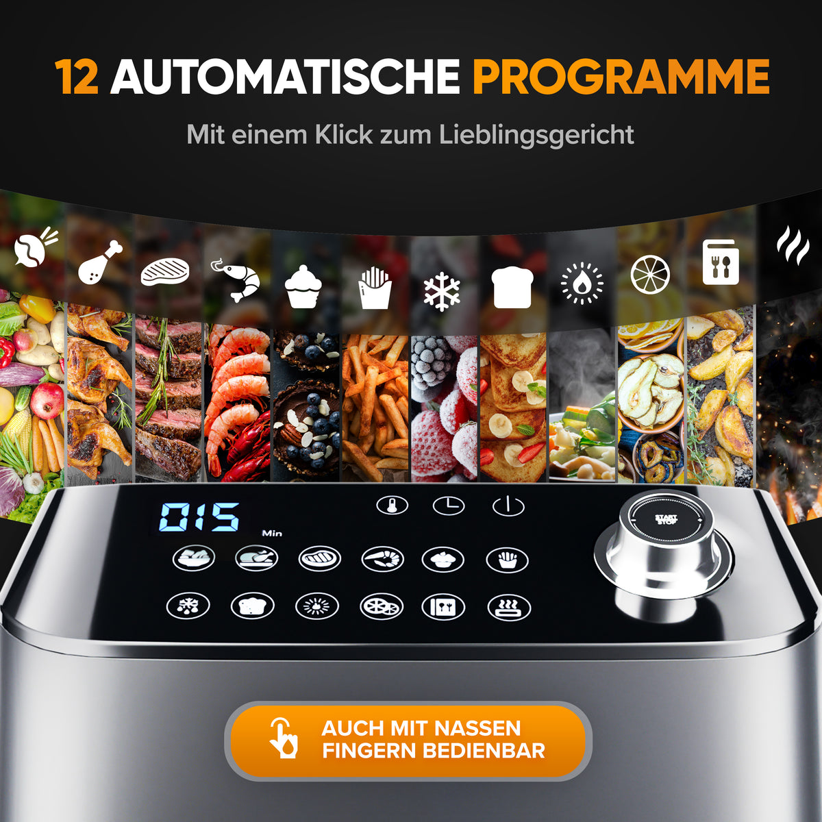 Dripl Heißluftfritteuse 5,7L mit LCD Touchscreen