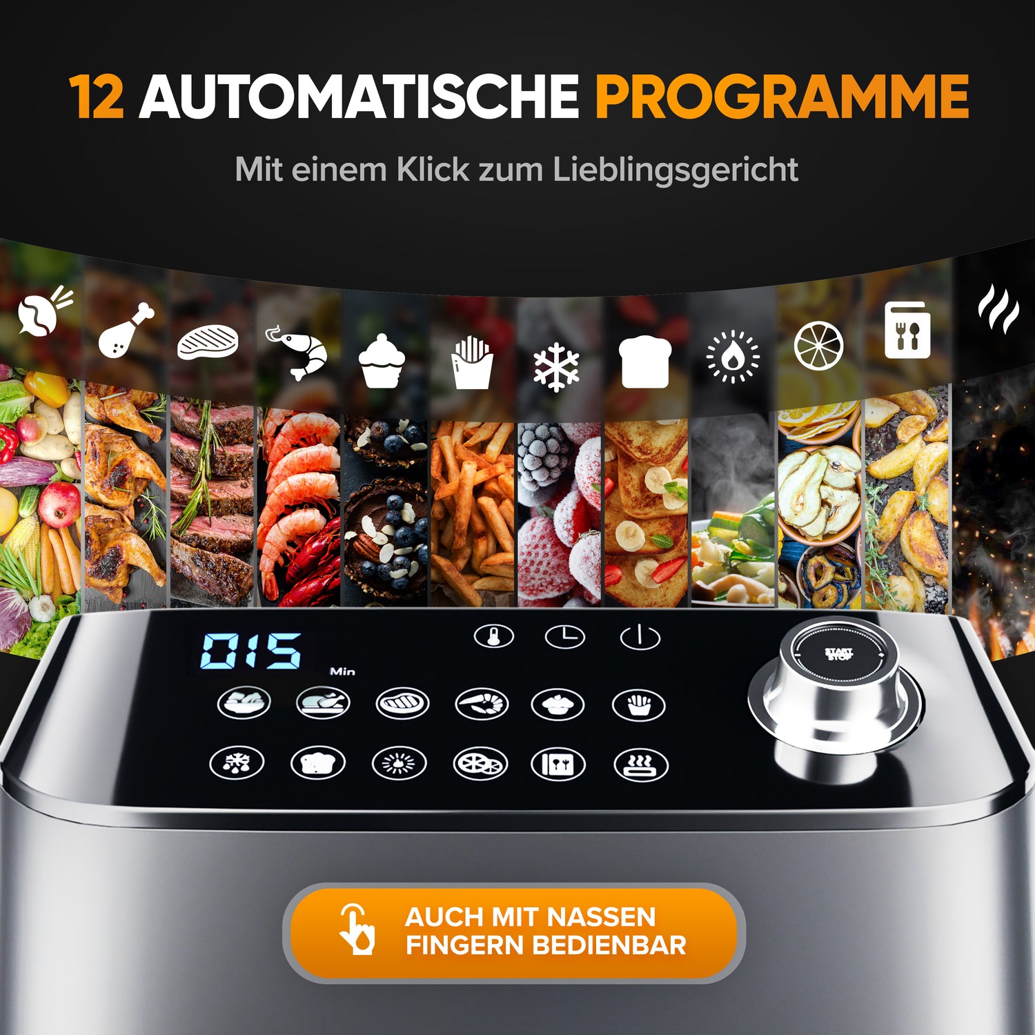 Dripl Heißluftfritteuse 5,7L mit LCD Touchscreen