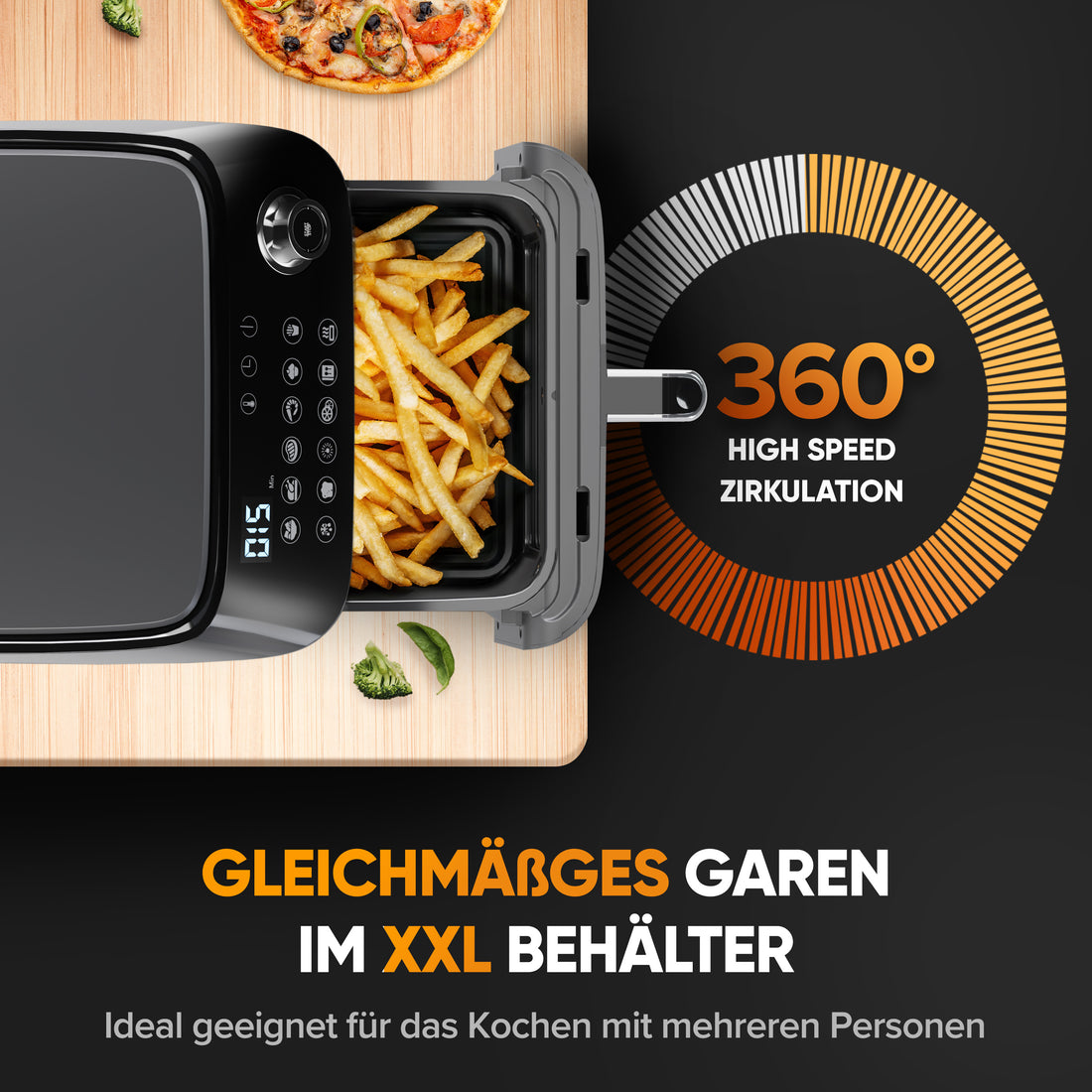 Dripl Heißluftfritteuse 5,7L mit LCD Touchscreen